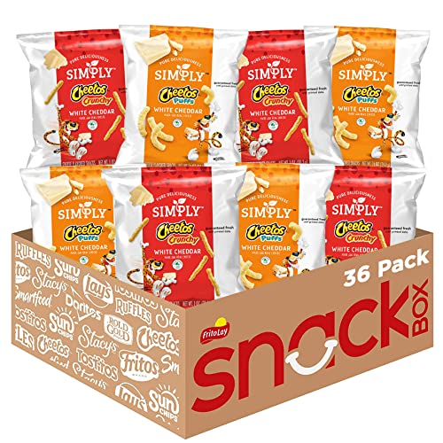 Simply Variety Pack, Cheetos White Cheddar Puffs & Crunchy, 0.875 Ounce (Pack of 36)