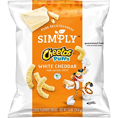 Simply Variety Pack, Cheetos White Cheddar Puffs & Crunchy, 0.875 Ounce (Pack of 36)