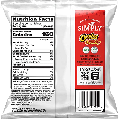 Simply Variety Pack, Cheetos White Cheddar Puffs & Crunchy, 0.875 Ounce (Pack of 36)