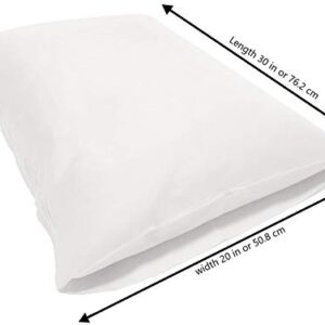 ShanDreamz - Pack of 4 White 100% Cotton Pillowcases, Standard/Queen Size 20x30, Soft Breathable Weave for A More Comfortable Sleep, Durable, Wrinkle Resistant & Easy-Care Fabric, Machine Washable