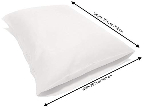 ShanDreamz - Pack of 4 White 100% Cotton Pillowcases, Standard/Queen Size 20x30, Soft Breathable Weave for A More Comfortable Sleep, Durable, Wrinkle Resistant & Easy-Care Fabric, Machine Washable