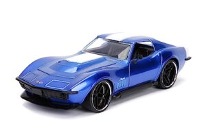 jada 1969 chevrolet corvette stingray zl-21 blue with white stripe bigtime muscle 1/24 die-cast model car 30532