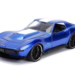 Jada 1969 Chevrolet Corvette Stingray Zl-21 Blue with White Stripe Bigtime Muscle 1/24 Die-cast Model Car 30532