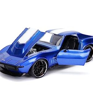 Jada 1969 Chevrolet Corvette Stingray Zl-21 Blue with White Stripe Bigtime Muscle 1/24 Die-cast Model Car 30532