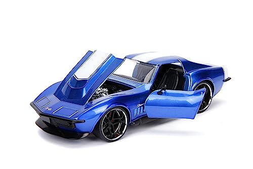 Jada 1969 Chevrolet Corvette Stingray Zl-21 Blue with White Stripe Bigtime Muscle 1/24 Die-cast Model Car 30532