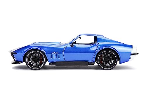 Jada 1969 Chevrolet Corvette Stingray Zl-21 Blue with White Stripe Bigtime Muscle 1/24 Die-cast Model Car 30532