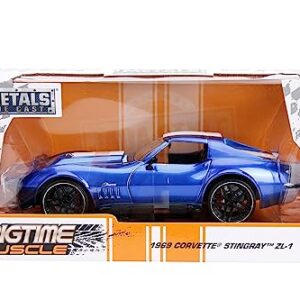 Jada 1969 Chevrolet Corvette Stingray Zl-21 Blue with White Stripe Bigtime Muscle 1/24 Die-cast Model Car 30532