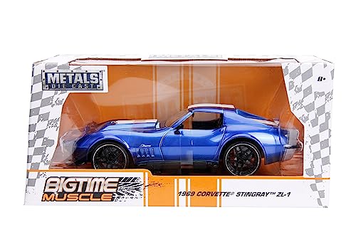 Jada 1969 Chevrolet Corvette Stingray Zl-21 Blue with White Stripe Bigtime Muscle 1/24 Die-cast Model Car 30532