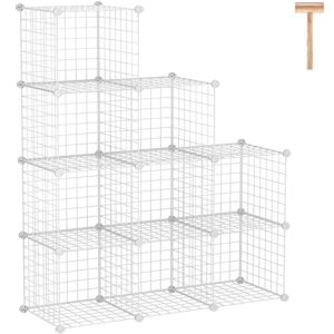 c&ahome wire cube storage, 9-cube organizer metal, wire c grids storage, storage bins shelf, modular bookshelf, closet cabinet ideal for home, living room, office 36.6”l x 12.4”w x 48.4”h white