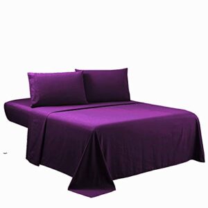 sfoothome purple queen sheets set - hotel luxury 4-piece bed set, extra deep pocket, 1800 series bedding set, wrinkle & fade resistant, sheet & pillow case set (queen, purple)