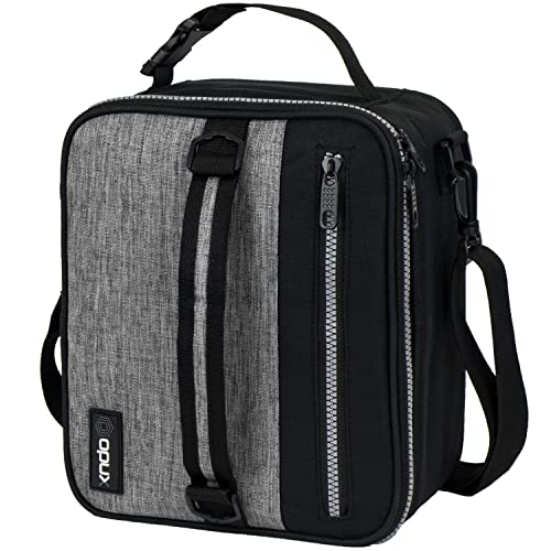 opux Insulated Lunch Box for Men Women Adult, Compact Lunch Bag for Kids Boy Girl Teen, Soft Lunch Cooler Bag for Work School, Leakproof Lunchbox Lunch Pail with Clip-on Buckle, Heather Gray