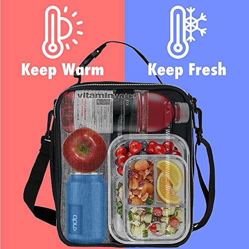 opux Insulated Lunch Box for Men Women Adult, Compact Lunch Bag for Kids Boy Girl Teen, Soft Lunch Cooler Bag for Work School, Leakproof Lunchbox Lunch Pail with Clip-on Buckle, Heather Gray