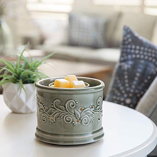 CANDLE WARMERS ETC. Illuminaire Perennial Fan Fragrance Warmer- Whisper Quiet Fan Circulates Scent from Scented Candle Wax Melts and Tarts for Full Room Freshener, Sage Green