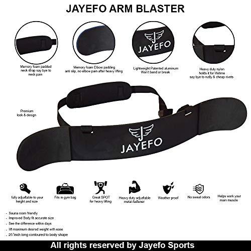 Jayefo Sport Arm Blaster for Biceps, Ez Curl Bar and Preacher Bar - Bicep Blaster and Arm Exercise Equipment - Forearm and Biceps Workout Equipment - Adjustable Size - Black