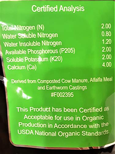 Super Compost 2 Pack of 8 Lb. Bags. 2 Pk. Makes 80 Lbs. A Specially Formulated Blend of Organic Composted Beef Steer Manure & Organic Alfalfa Blended with Organic Worm Castings.