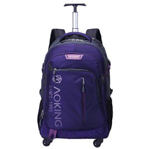 aoking 20/22 ″ water resistant rolling wheeled backpack laptop compartment bag (22 inch, purple)