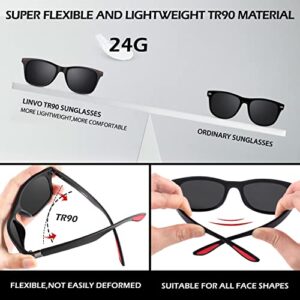 LINVO Black Polarized Sunglasses for Men and Women,Mens Sunglasses Dark Driving Fishing Golf HD UV400 Shades