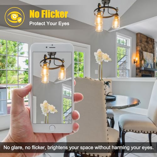 Ascher Dimmable Vintage LED Edison Bulbs, 6W, Equivalent 60W, 700lm, Warm White 2700K, 80+ CRI, ST58 Antique LED Filament Bulbs, E26 Medium Base, Clear Glass, Pack of 6