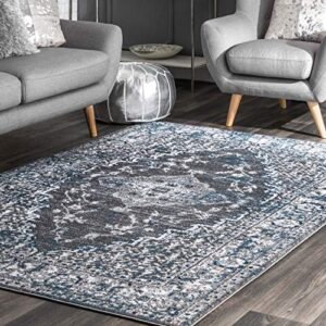 nuloom transitional medallion lucille area rug, 5x8, grey