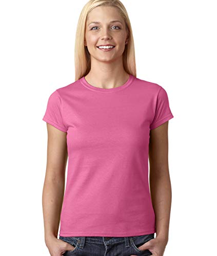 Gildan Women's Softstyle Cotton T-Shirt, Style G64000L, Multipack, Azalea (2-Pack), Medium