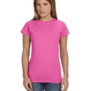 Gildan Women's Softstyle Cotton T-Shirt, Style G64000L, Multipack, Azalea (2-Pack), Medium