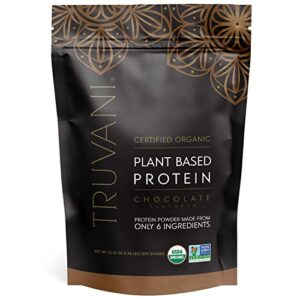 truvani organic vegan protein powder chocolate - 670g of plant based protein, organic protein powder, pea protein for women and men, vegan, non gmo, gluten free, dairy free