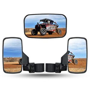 ransoto utv rearview side mirror and center mirror set 1.6" - 2" bar compatible with polaris rzr ranger can-am maverick yamaha rhino kawasaki honda pioneer talon arctic cat