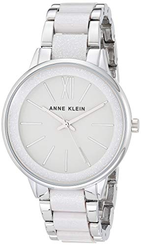 Anne Klein Women's AK/1413LGSV Silver-Tone and Light Grey Resin Bracelet Watch