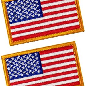 Tactical Patches of USA US American Flag, with Hook and Loop for Backpacks Caps Hats Jackets Pants, Military Army Uniform Emblems, Size 3x2 Inches, Pack of 2