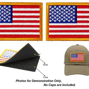 Tactical Patches of USA US American Flag, with Hook and Loop for Backpacks Caps Hats Jackets Pants, Military Army Uniform Emblems, Size 3x2 Inches, Pack of 2