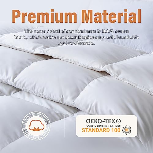 Cosybay Feather Down Comforter - All Season White Twin Size Down Duvet Insert- Luxurious Hotel Bedding Comforters with 100% Cotton Cover - Twin/Twin XL 68 x 90 Inch