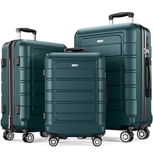 showkoo luggage sets expandable suitcase double wheels tsa lock (armygreen)