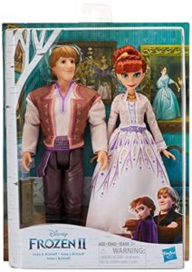 disney frozen anna & kristoff fashion dolls 2 pack, outfits featured in the frozen 2 movie, brown