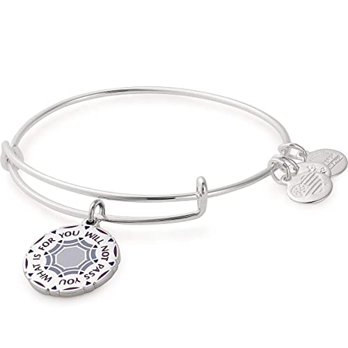 Alex and Ani Connections Expandable Bangle for Women, What is for You Will Not Pass You Charm, Shiny Silver Finish, 2 to 3.5 in