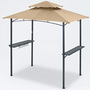 MASTERCANOPY  8 x 5 Grill Gazebo Outdoor BBQ Gazebo Canopy with 2 LED Lights (Khaki)