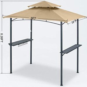 MASTERCANOPY  8 x 5 Grill Gazebo Outdoor BBQ Gazebo Canopy with 2 LED Lights (Khaki)