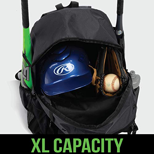 Athletico Advantage Baseball Bag - Baseball Backpack with External Helmet Holder for Baseball, T-Ball & Softball Equipment & Gear for Youth and Adults | Holds Bat, Helmet, Glove, Shoes (Black)