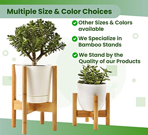 ZPirates Plant Stand Indoor - Bamboo Wood, Full Adjustable, Holds 8 10 and 12 Inch Planter Pots - Holder for Plants and Flowers