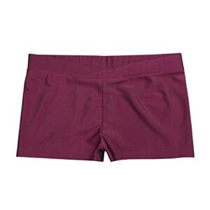 TiaoBug Girls Activewear Dance Booty Shorts V-Front Waistband Ballet Gym Workout Yoga Hot Pants Running Boy-Cut Bottoms (3-4, Burgundy)