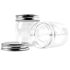 novelinks 8 Ounce Clear Plastic Jars Containers With Screw On Lids - Refillable Round Empty Plastic Slime Storage Containers for Kitchen & Household Storage - BPA Free (16 Pack)