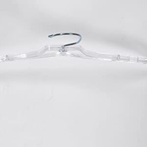 17 inch Clear Plastic Dress Hangers (Case of 20) - Features a Chrome Swivel Hook and Notched Shoulders - Perfect for Lightweight Fabrics and Can Be Used for Retail Stores