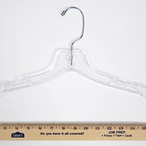 17 inch Clear Plastic Dress Hangers (Case of 20) - Features a Chrome Swivel Hook and Notched Shoulders - Perfect for Lightweight Fabrics and Can Be Used for Retail Stores