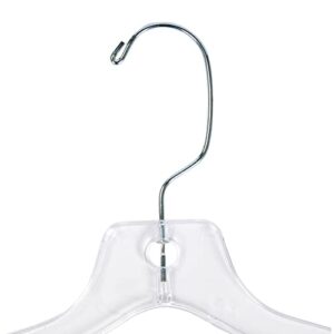 17 inch Clear Plastic Dress Hangers (Case of 20) - Features a Chrome Swivel Hook and Notched Shoulders - Perfect for Lightweight Fabrics and Can Be Used for Retail Stores