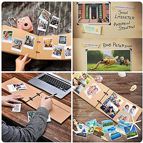 ZEEYUAN Wooden Photo Album Scrapbook DIY Photo Book Wedding Guest-Book 80 Pages Travel Memory Book Birthday Anniversary Valentine's Gift for Mother Father (I Love You)