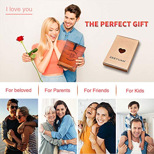 ZEEYUAN Wooden Photo Album Scrapbook DIY Photo Book Wedding Guest-Book 80 Pages Travel Memory Book Birthday Anniversary Valentine's Gift for Mother Father (I Love You)