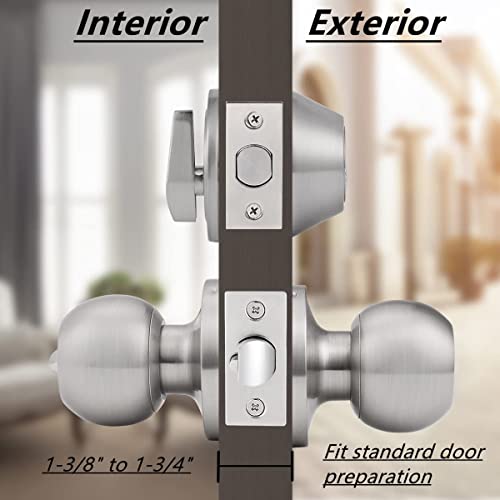 Probrico Satin Nickel Entry Door Knob and Single Cylinder Deadbolt Combo Pack, Keyed Alike Lock Set Handleset Exterior Hardware(for Entry and Front Door),2 Set