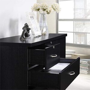 Pemberly Row Tall 7 Drawer Chest with 2 Locking Drawers and Garment Rod or Extra Storage in Black