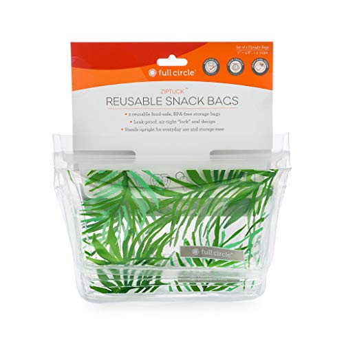 Full Circle ZipTuck, Reusable Plastic Snack Bags Set, Palm Leaves