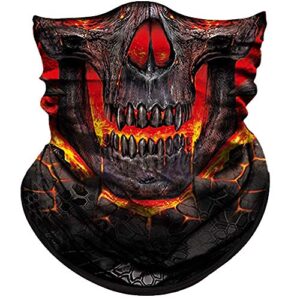 obacle skull face mask half for dust wind uv sun protection seamless 3d tube mask bandana for men women thin breathable skeleton mask motorcycle riding biker cycling sports festival (fire face skull)