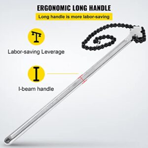 Mophorn 24inch Chain Wrench Carbon Steel Chain Pipe Wrench Heavy Duty 6.7inch Diameter Capacity Chain Strap Filter Wrench